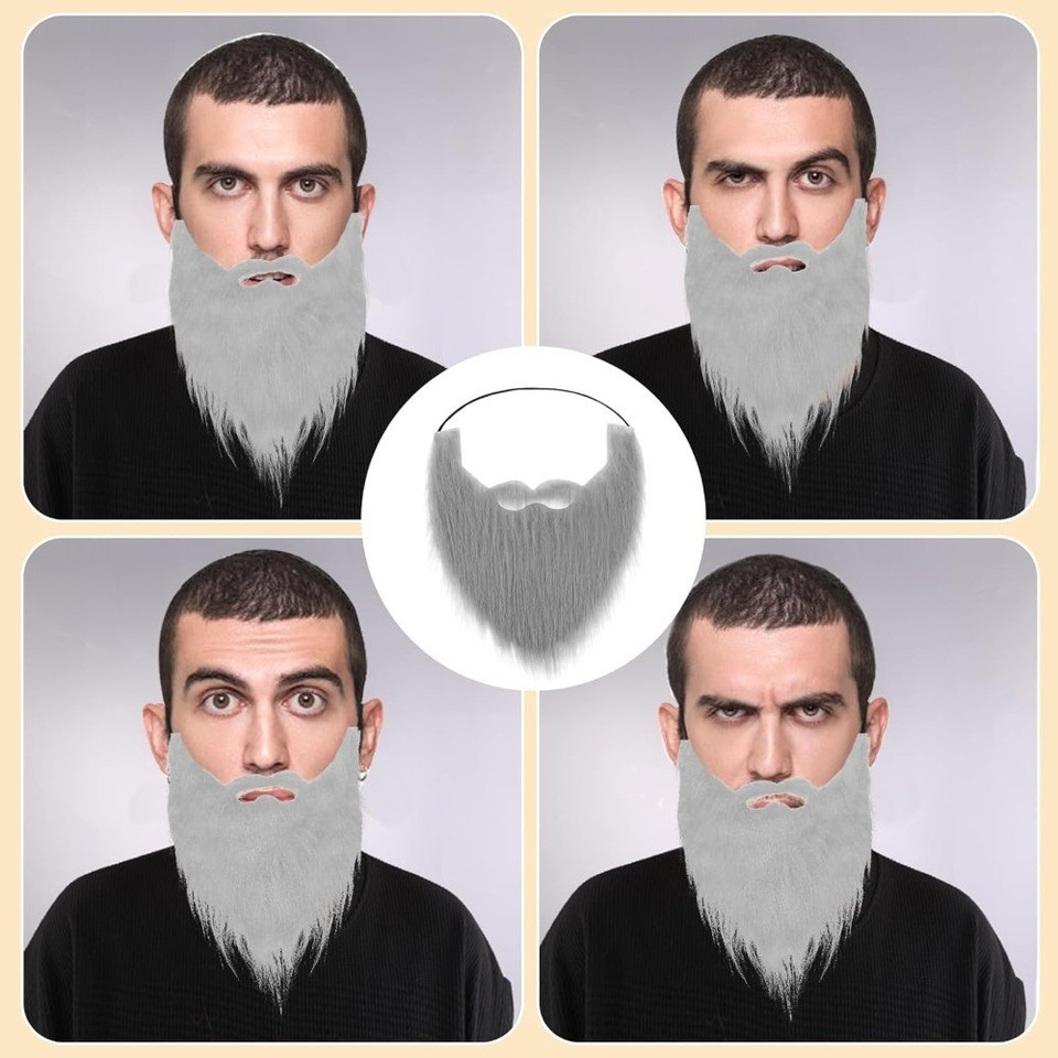 Fake Beard and Mustache Set Costume Facial Hair Kit for Halloween ...
