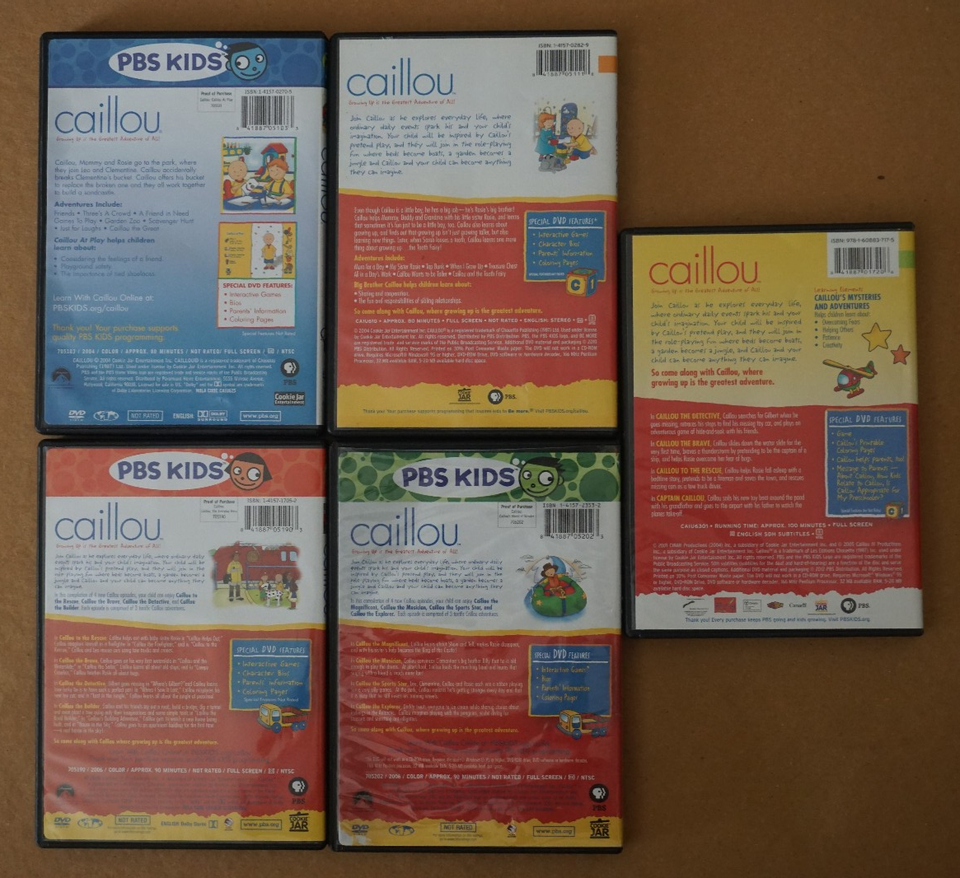 Lot of 5 Caillou DVDs PBS Kids No Duplicates | eBay