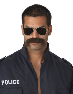 The Man Police Officer Adult Costume Moustache - Dark Brown | eBay