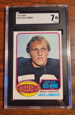 1976 Topps #220 Steelers HOF Jack Lambert Rookie Football Card SGC 7 NM ...