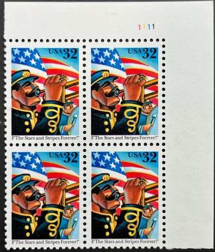 U.S. Scott #3153, 32c P.B. of 4, The Stars & Strips Forever Issue, ExF ...