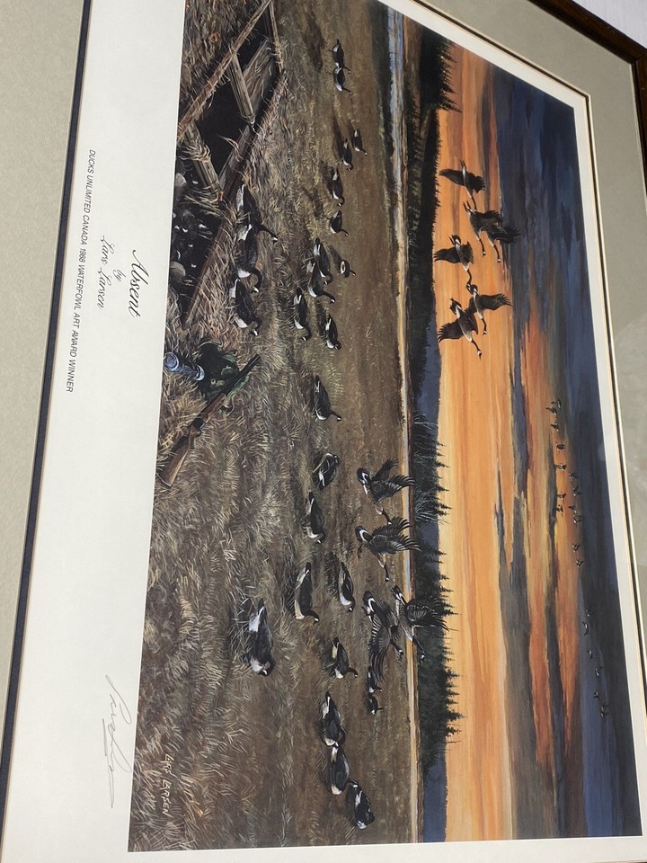 VINTAGE LARS LARSEN “ABSENT” SIGNED FRAMED NUMBERED PRINT DUCKS ...