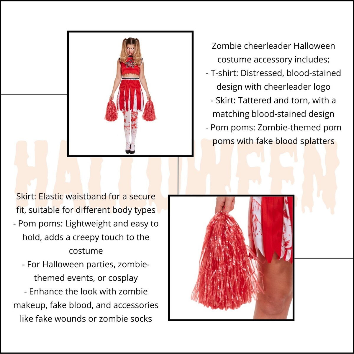 Zombie Cheerleader Costume Art Spooktacular Creations Girl Scary