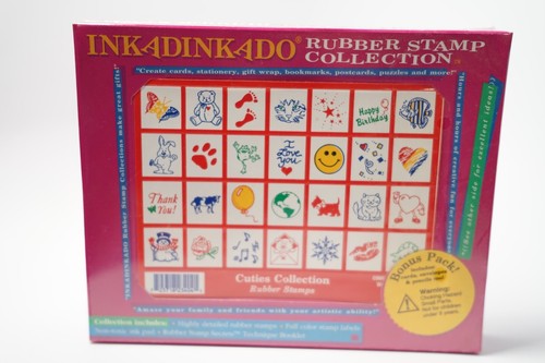 New Inkadinkado Rubber Stamp Collection Set Cuties, Ink, cards ...