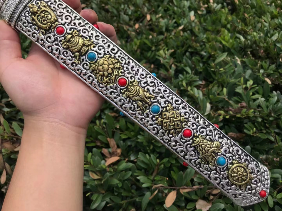 Tibetan Dragon Short Knife Spring Steel Sharp KUNGFU Dao Sword Dagger ...