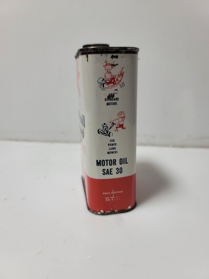 Vintage oil can Mobil Outboard Mobiloil 1 qt Pegasus | eBay
