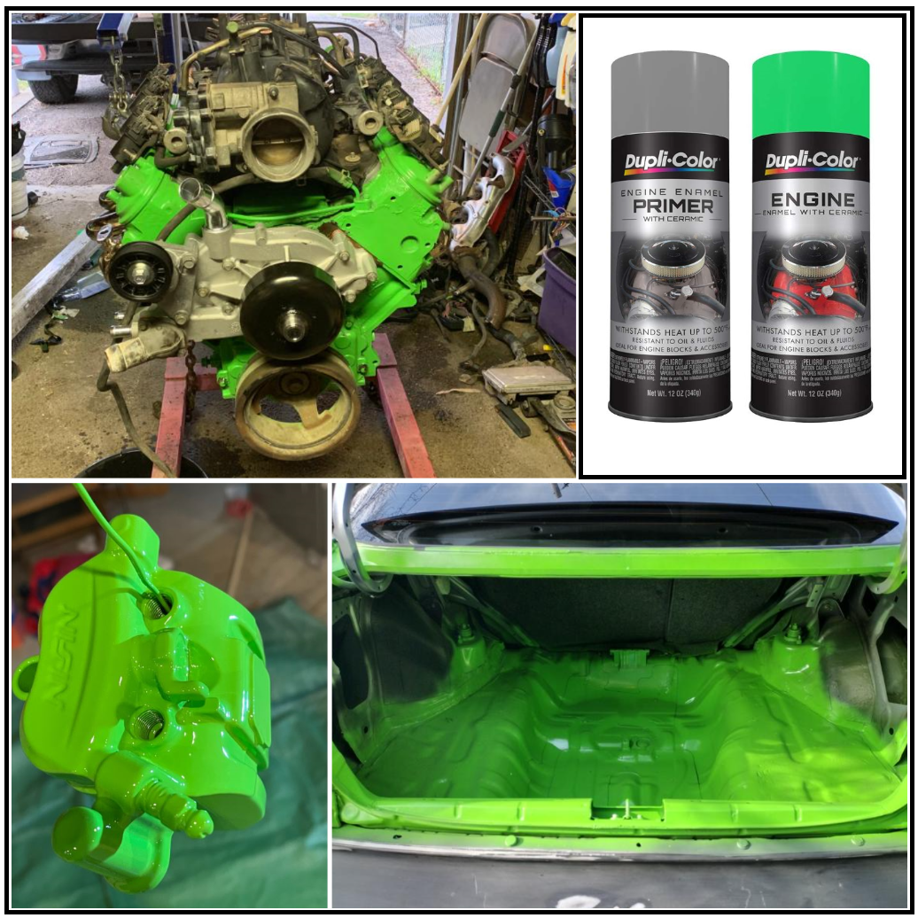 Valve Cover Lime Green Grabber Engine Enamel Paint +Primer Rust Resist ...