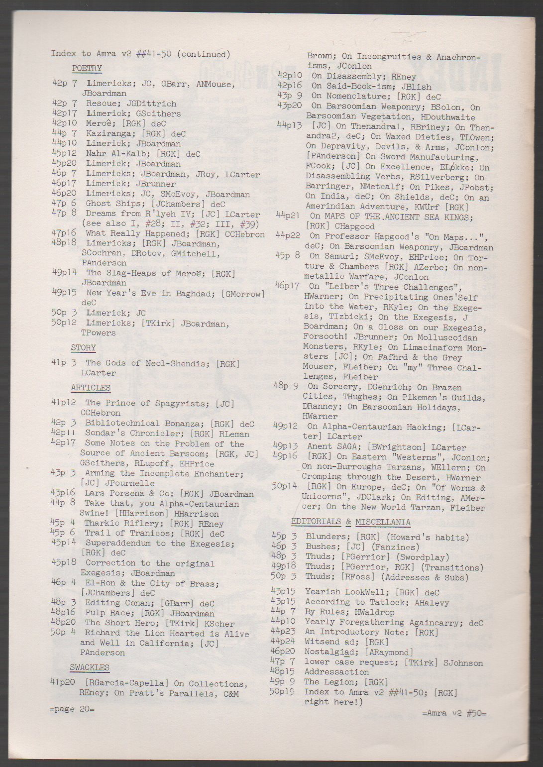 Amra Volume II/ 2 Number 50 May 1969 Sword & Sorcery Magazine Fanzine ...