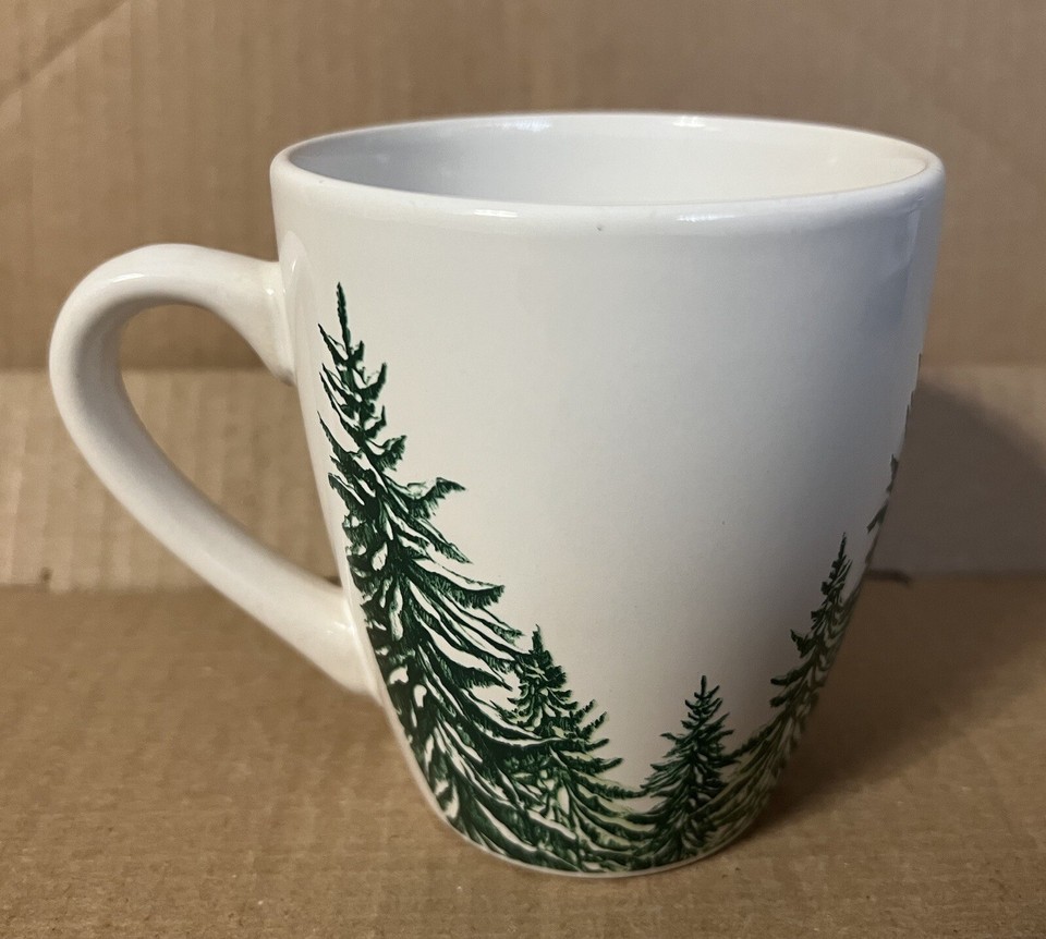 Christmas Wintergreen Evergreen Pine Trees Porcelain Coffee Mug Royal ...