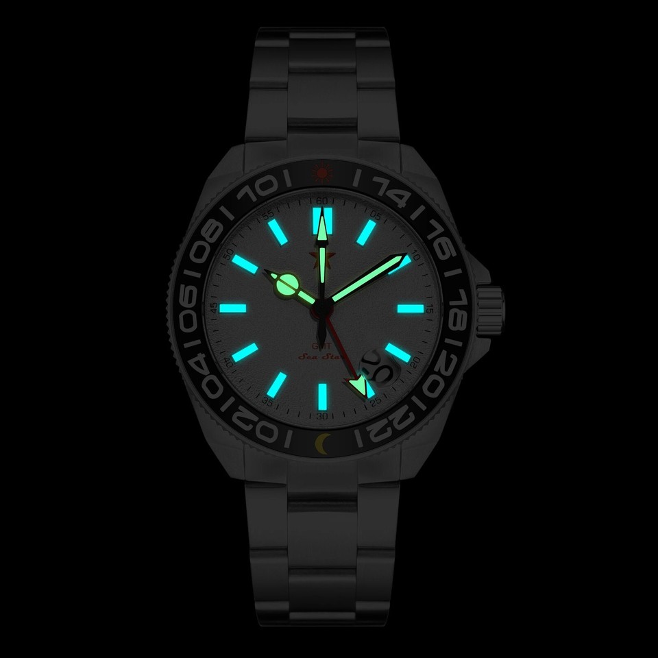 RED STAR Sea Star 4 GMT Dual Time NH34A Automatic Watch 50M BGW9 C3 41 ...