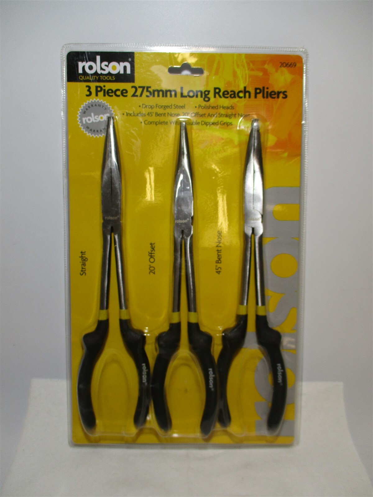 Rolson (20669) 3-Piece 10" Forged Steel Long Reach Pliers w/ Double ...