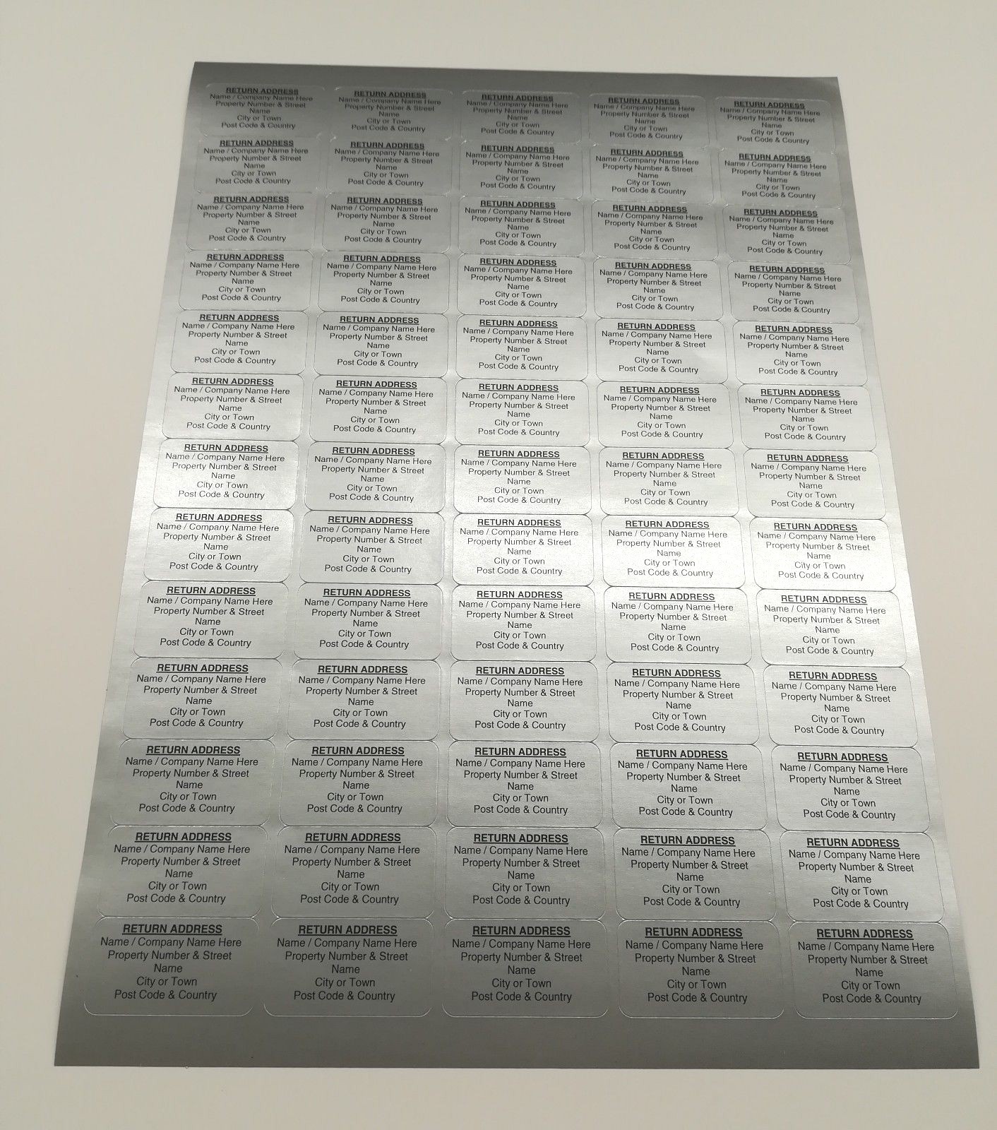 Personalised Printed Sticky Address Labels Stickers White Gold Silver ...