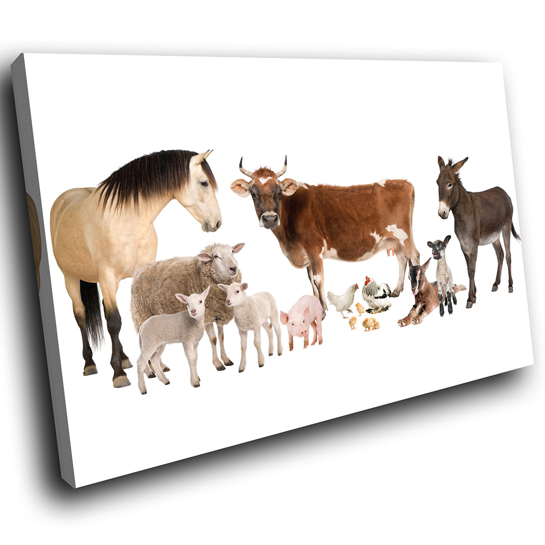 Real Farm Animals Collage Farm Animals Plaid Canvas Art | Lone Star