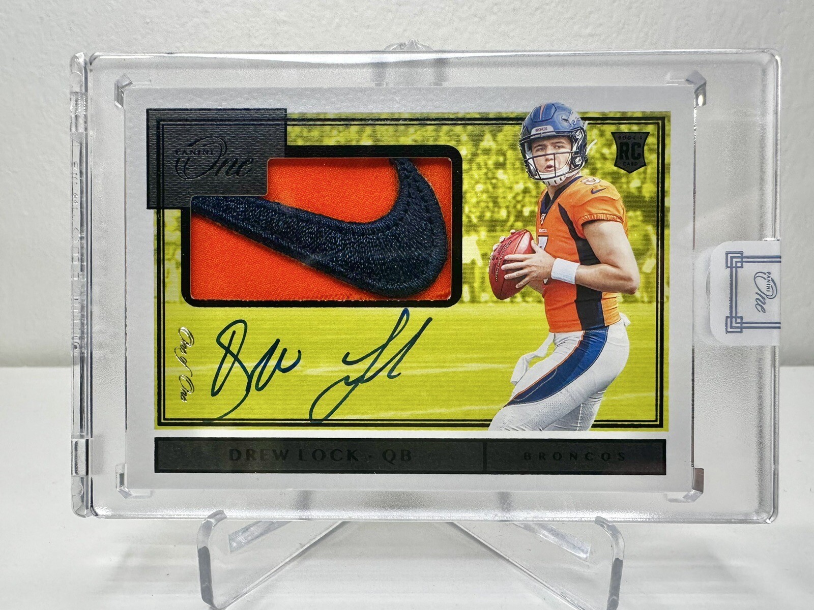 2019 Panini One - #4 Drew Lock Rookie RC Patch Auto Black 1/1 ...