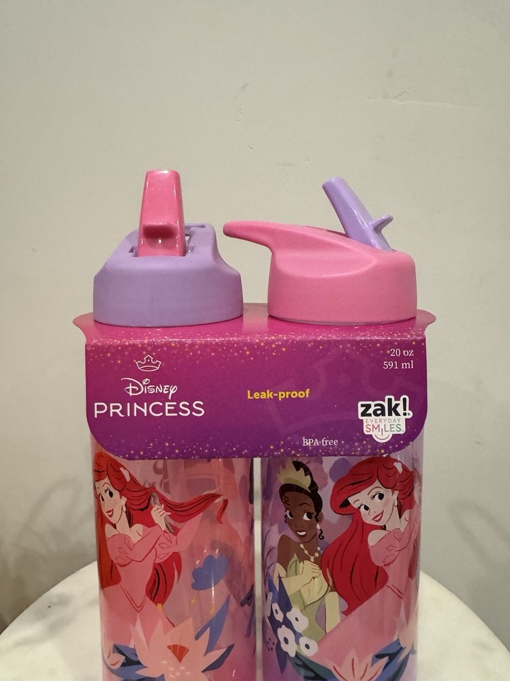 Disney Princess ZAK! 2-Pack 20oz Leak-Proof Water Bottles BPA-Free ...