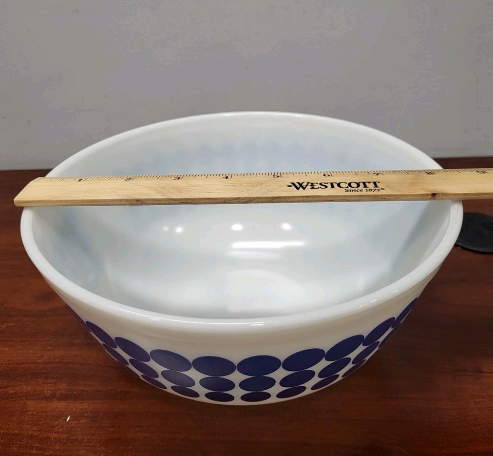 Pyrex #403 BLUE POLKA DOT Mixing Bowl 2.5qt Vintage Kitchen Collectible ...