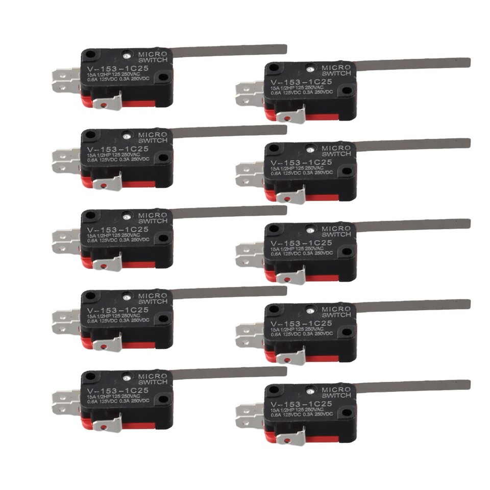 10pcs Limit Switch Long Straight Hinge Lever Type SPDT V-153-1C25 Brand ...