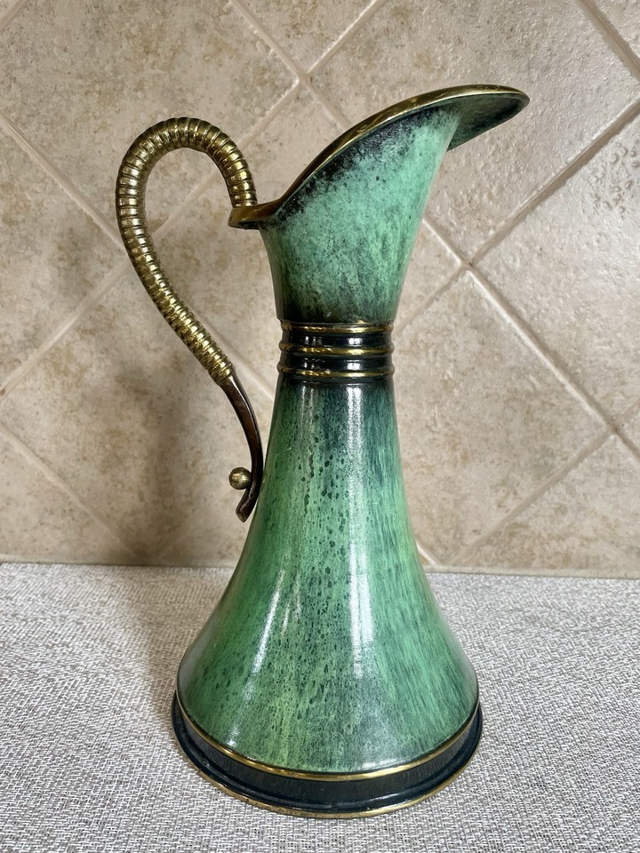 Dayagi Brothers Brass pitcher with green enamel finish made in Israel ...