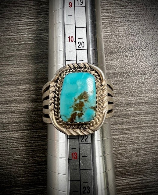 Royston Gem Turquoise & Sterling Silver Ring - Leonard Maloney - Size ...