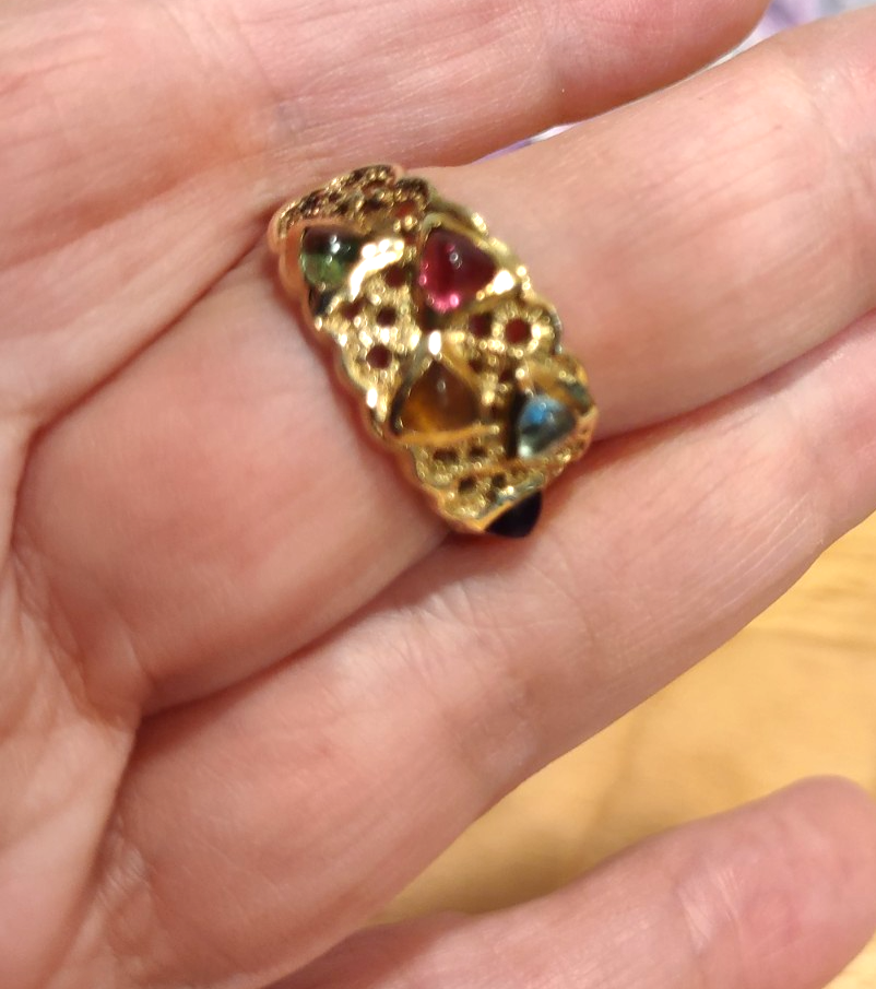 10 Kt Solid Yellow Gold Multi Stone Ring 4Gr Size 8.5 Hallmarked JED | eBay