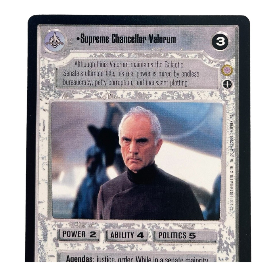 Star Wars CCG Supreme Chancellor Valorum AI Coruscant Rare LS SWCCG | eBay