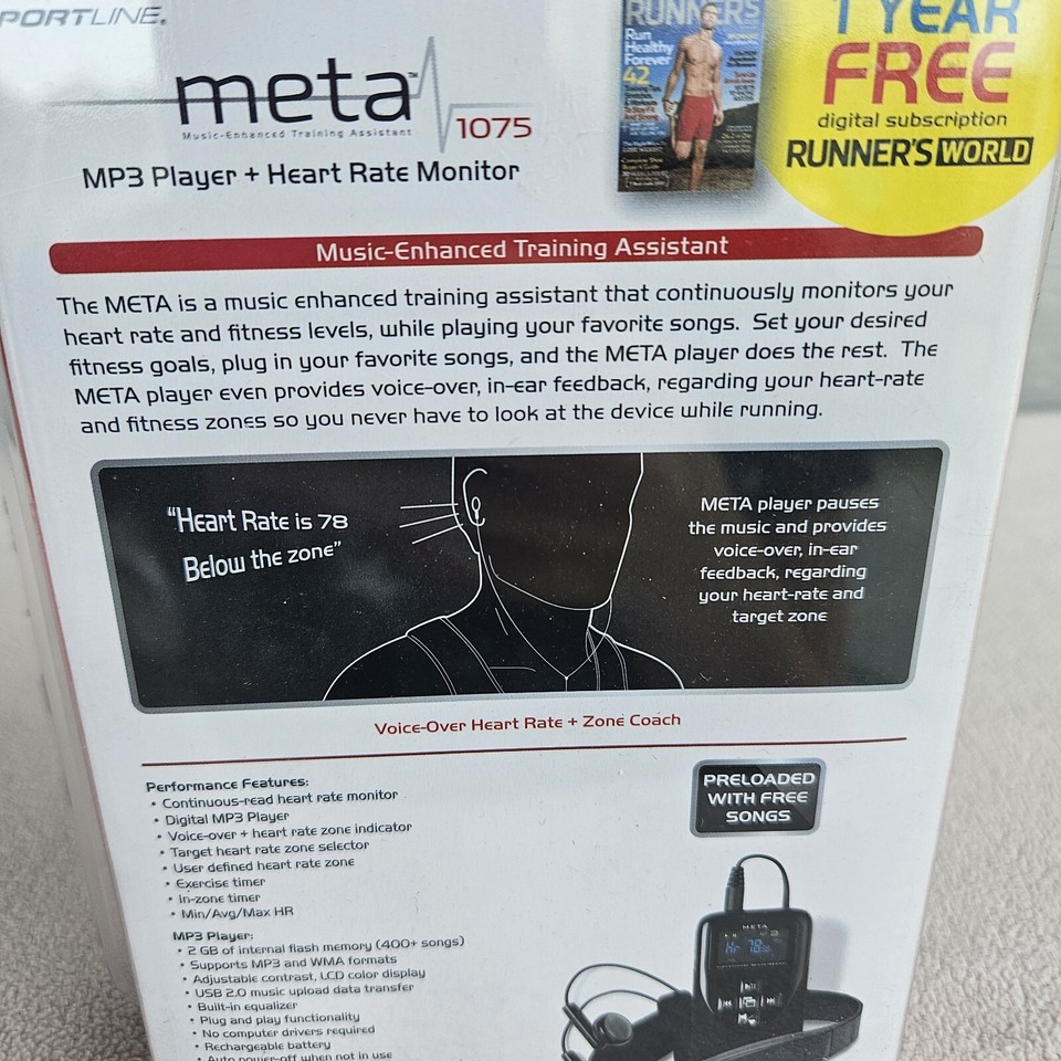 Sportline Meta MP3 Player & Heart Rate Monitor Model #1075 Black ...