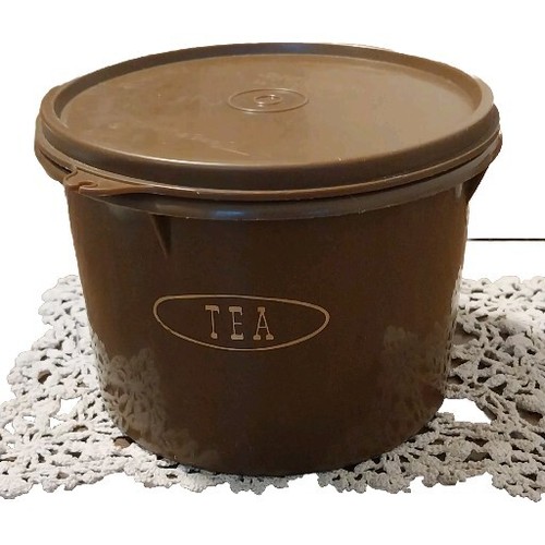 Vtg TUPPERWARE BELGIUM brown TEA canister with Lid. | eBay