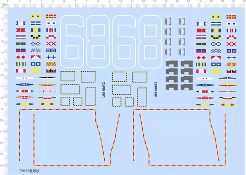 1/350 Nimitz-class aircraft carrier CVN-68 signal flags Markings Water ...
