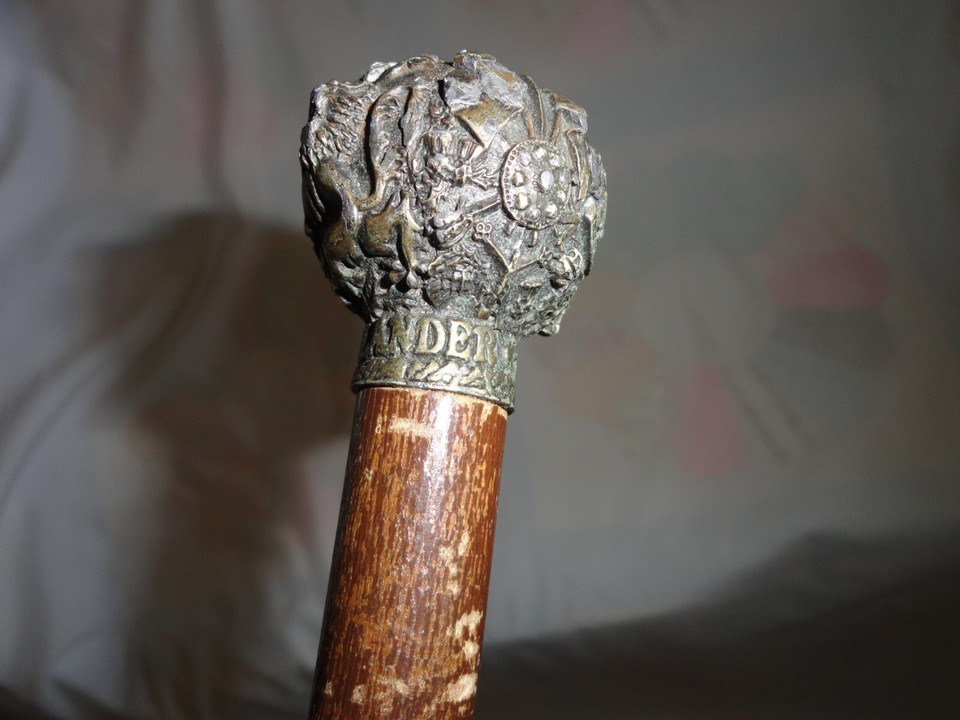 Vintage Antique DEWAR HIGHLANDER Heavy Metal Knob Walking Stick Cane ...