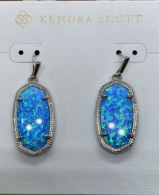 Kendra Scott Dani Drop Earrings in Silver tone Ocean Light Blue Kyocera ...