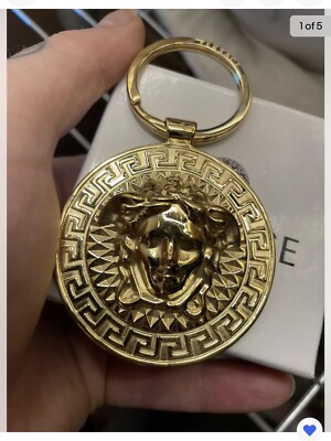 Versace Large Gold Keychain Medusa Head Keychain with Key Ring | eBay ...