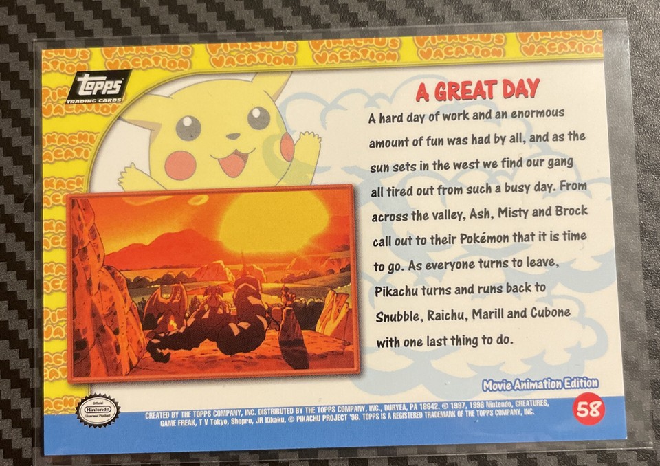Pokemon Topps Pikachu's Vacation #58 A Great Day Vintage Trading Card ...