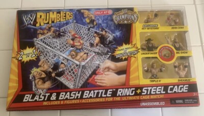 Mattel WWE Wrestling Rumblers Exclusive Blast Bash & Battle Ring Steel ...