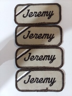 Shipping Drop! "Jeremy" (4) Cloth Uniform Embroidered Name Tags Br/Tan ...
