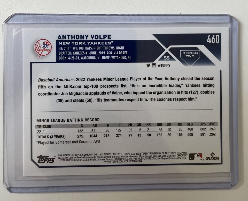 Anthony Volpe 2023 Topps Series 2 Rookie Card RC 🔥 New York Yankees | eBay