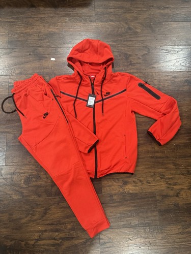 Nike Sportswear Tech Fleece Tracksuit Set Hoodie University Red/Black ...