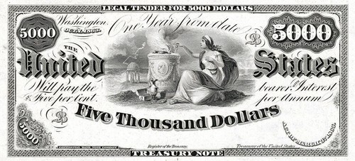Archival Giclée. $5000 US Treasury note 17"x 38" printed on canvas | eBay