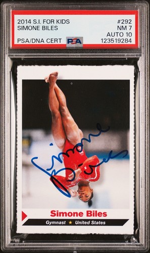 2014 SI For Kids Simone Biles Signed Gymnastics Rookie Card #292 PSA 7 ...