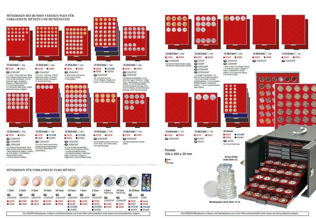 Lindner 2207 coin box Standard 5x DM currency sets 1,2, 510,50 Pf. 5 | eBay