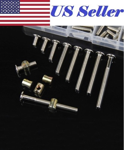 M6 Steel Furniture Bolts Barrel Nuts Dowel Connector Fastener 16mm ...