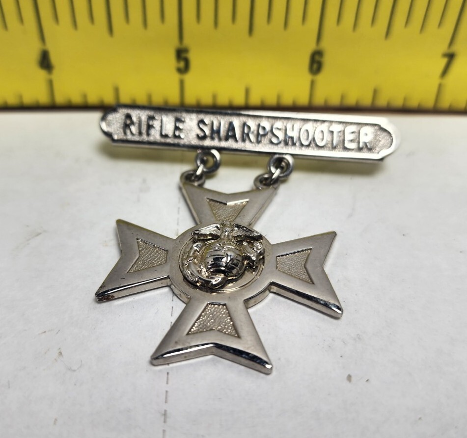 Vintage United States Marine Corp Rifle Sharpshooter Badge Medal | eBay