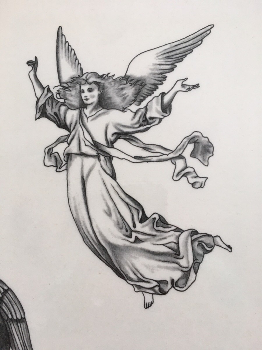 Guardian Angel Tattoo Flash Egész Karos Angyalok Folyamatban . Full