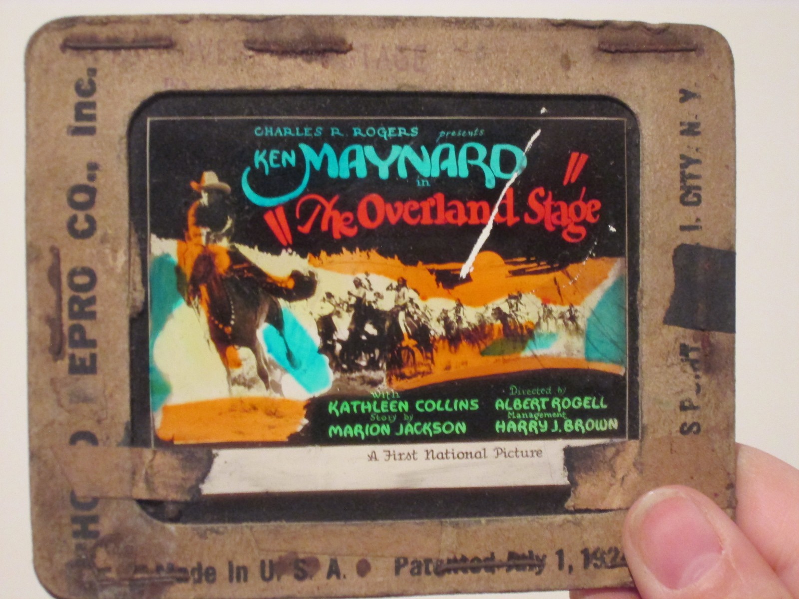 The Overland Stage - Original 1927 Movie Glass Slide - Ken Maynard | eBay