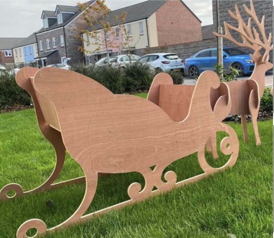 Santa Sleigh & Reindeers Rudolph Prancer Dasher Unpainted Easy Assemble ...