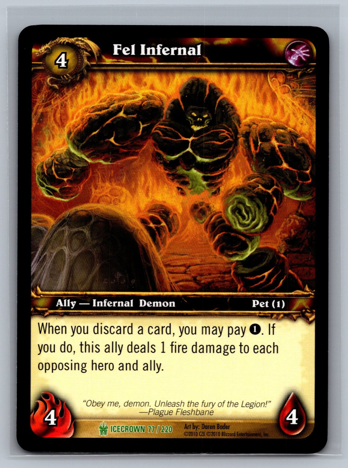 World of Warcraft TCG Fel Infernal #77/220 WOW Scourgewar Icecrown | eBay