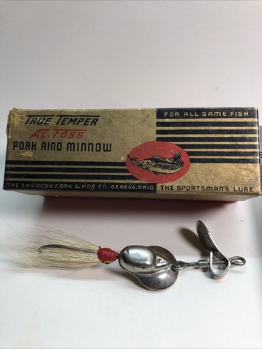 Vintage Al Foss Pork Rind Minnow Lure Shimmy #6 Fishing Lure Bait Metal ...