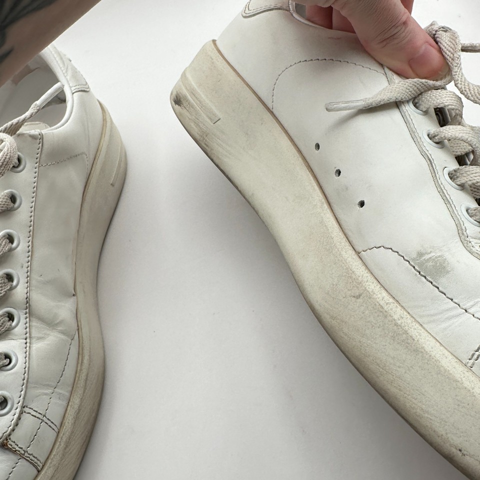 Golden Goose Pure Star White Sneakers with Leopard Heel Tab Womens Size ...