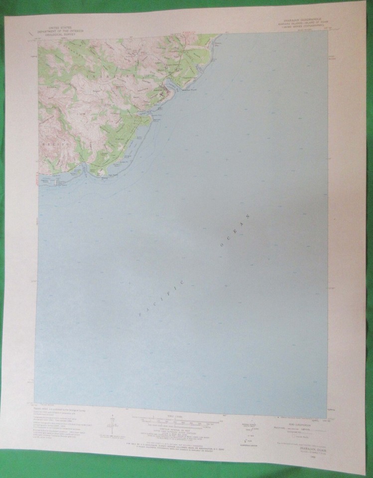 Guam USGS Eight Quadrangle Topographic Paper Maps 1968 Survey 22" x 27 ...