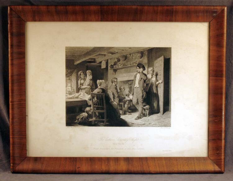Antique 1853 Framed Engraving The Cottar's Saturday Night by John Faed ...