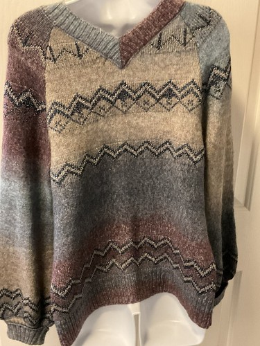 NWT Democracy Sweater with glimmer threads Muted Grays/plum Size S ...